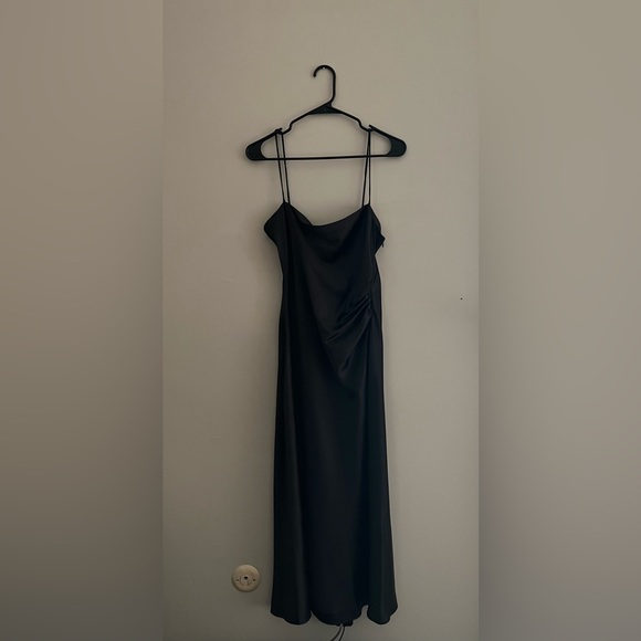 Zara | Dresses | Zara Black Satin Maxi Dress | Poshmark